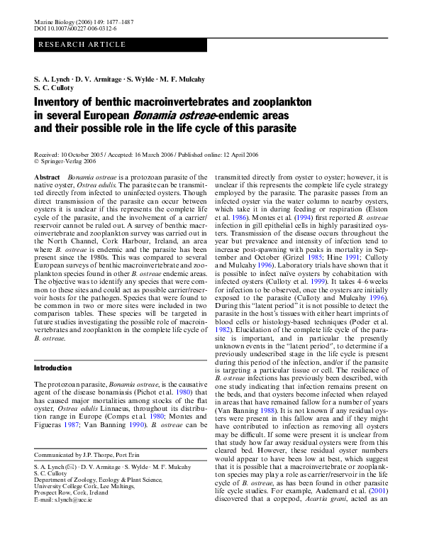 (PDF) Inventory of benthic macroinvertebrates and zooplankton in ...