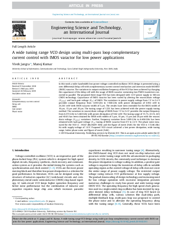 Pdf A Wide Tuning Range Vco Design Using Multi Pass Loop Complementary Current Control With