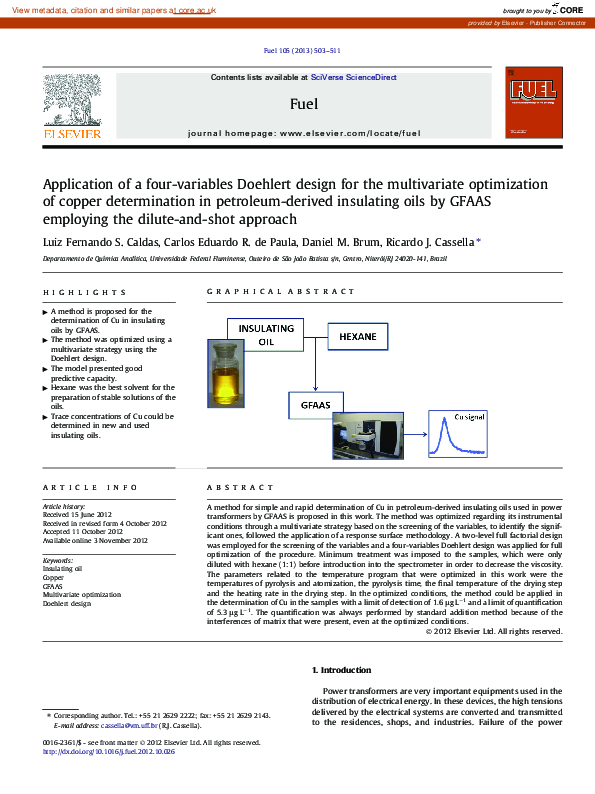 (PDF) Application of a four-variables Doehlert design for the multivariate optimization of ...