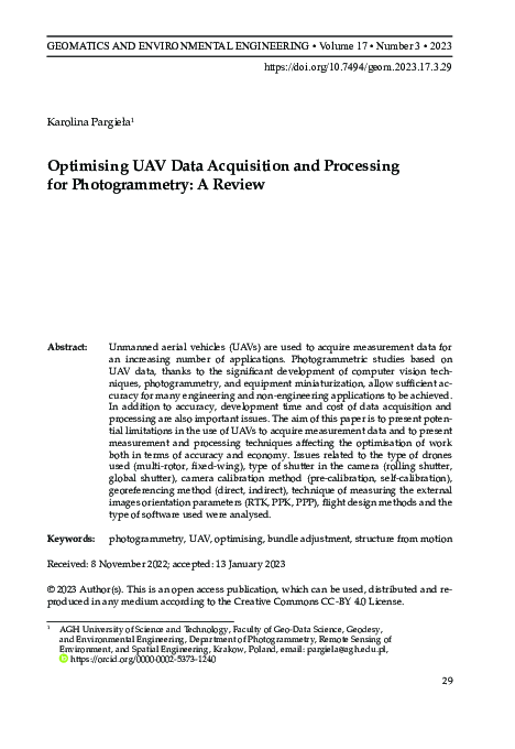 (PDF) Optimising UAV Data Acquisition and Processing for Photogrammetry: A Review