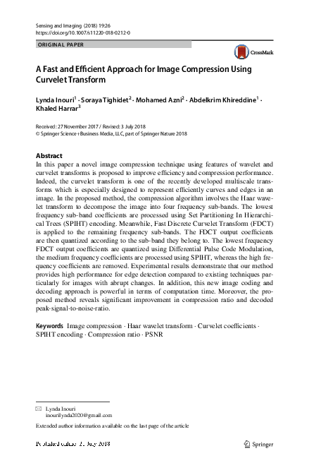 (PDF) A Fast and Efficient Approach for Image Compression Using Curvelet Transform