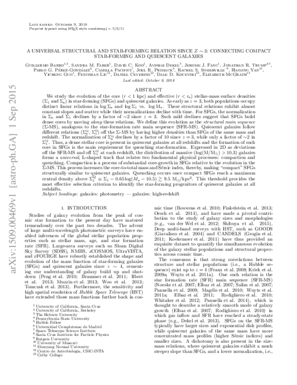(PDF) A universal structural and star-forming relation since z∼3 ...