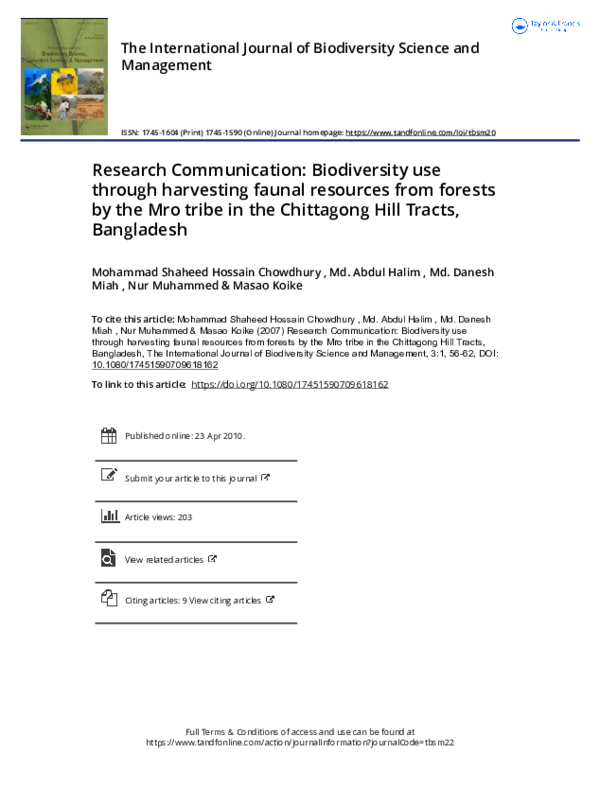 (PDF) Research Communication: Biodiversity use through harvesting ...