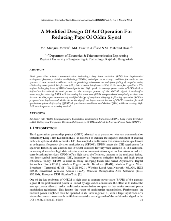 (PDF) Improved ACF Design for OFDM PAPR Reduction