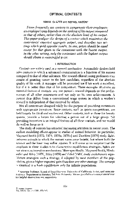 (PDF) Optimal Contests