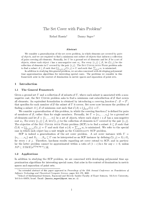 (PDF) The Set Cover with Pairs Problem