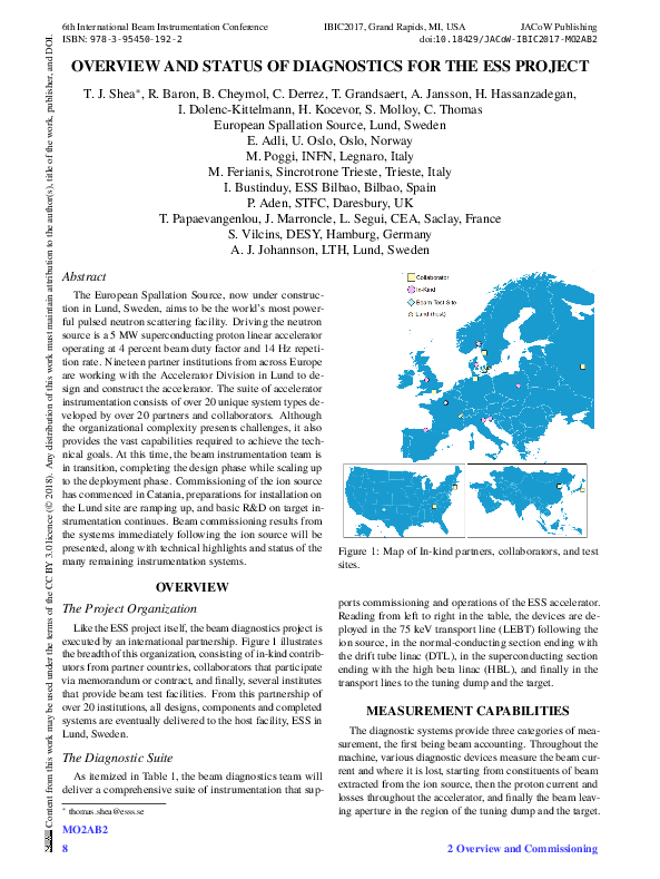 (PDF) Overview and Status of Diagnostics for the ESS Project