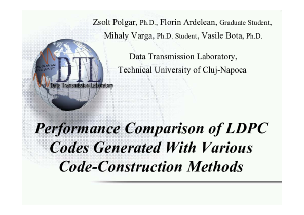 (PDF) Performance Comparison of LDPC Codes Generated With Various Code ...