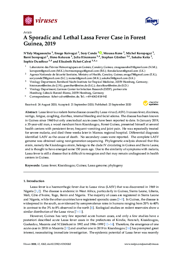 (PDF) A Sporadic and Lethal Lassa Fever Case in Forest Guinea, 2019