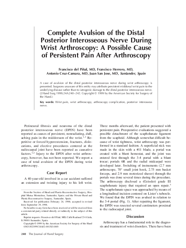 (PDF) Complete avulsion of the distal posterior interosseous nerve ...