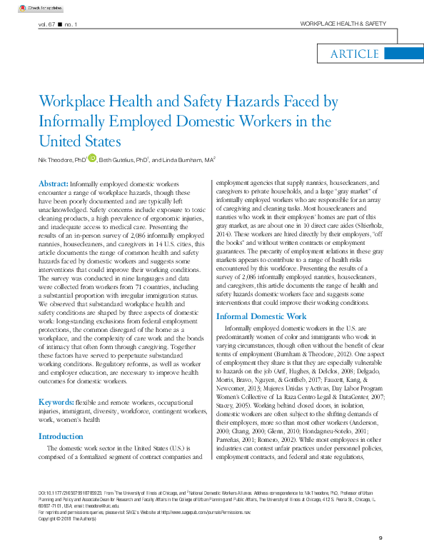(PDF) Workplace Health and Safety Hazards Faced by Informally Employed ...