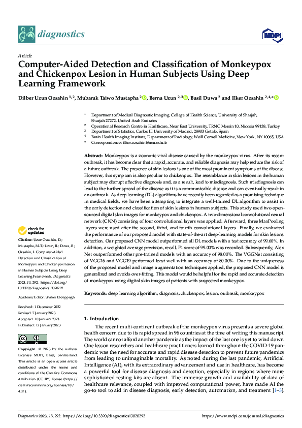 (PDF) Computer-Aided Detection and Classification of Monkeypox and Chickenpox Lesion in Human ...
