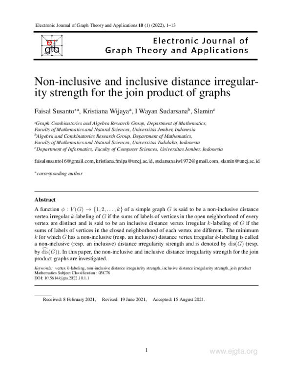(PDF) Non-inclusive and inclusive distance irregularity strength for ...