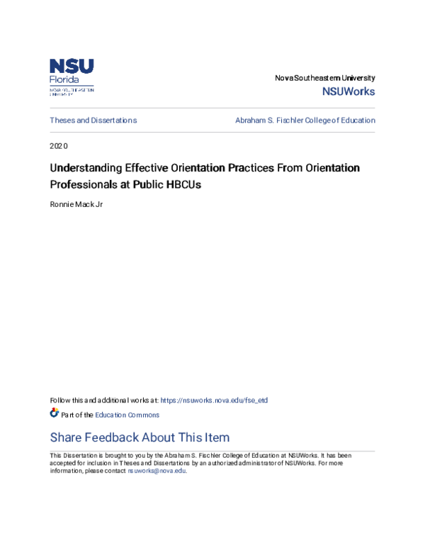 (PDF) Understanding Effective Orientation Practices From Orientation ...