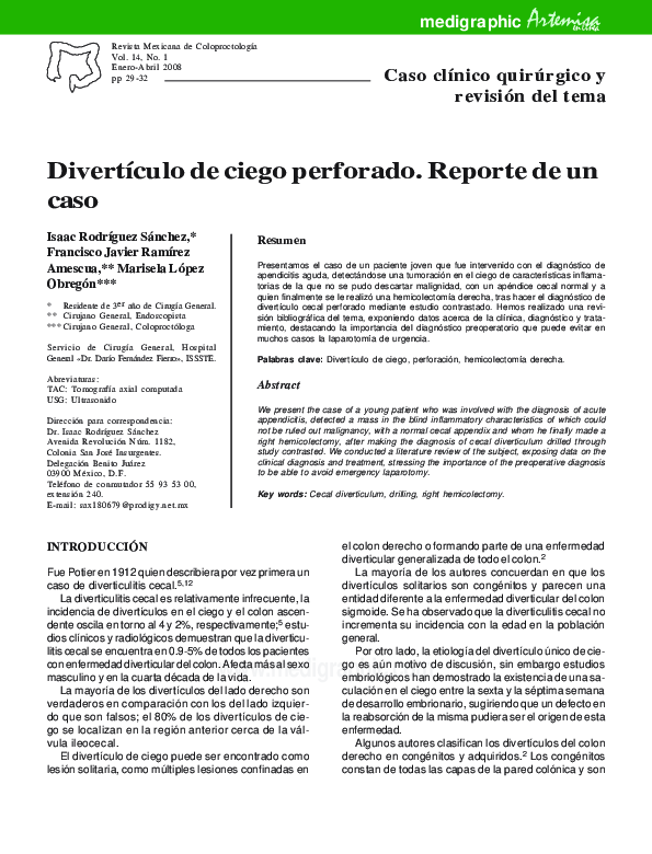 (PDF) Divertículo de ciego perforado. Reporte de un caso