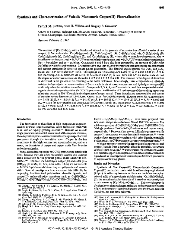 (PDF) Synthesis and characterization of volatile monomeric copper(II ...