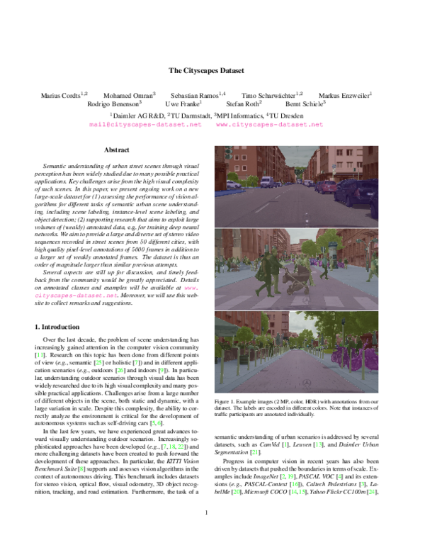 (PDF) The Cityscapes Dataset