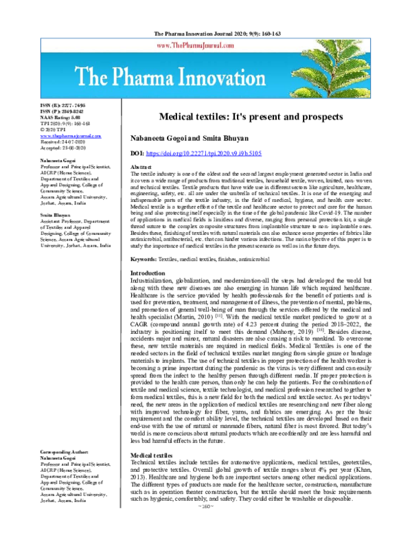 (PDF) Medical textiles: It's present and prospects