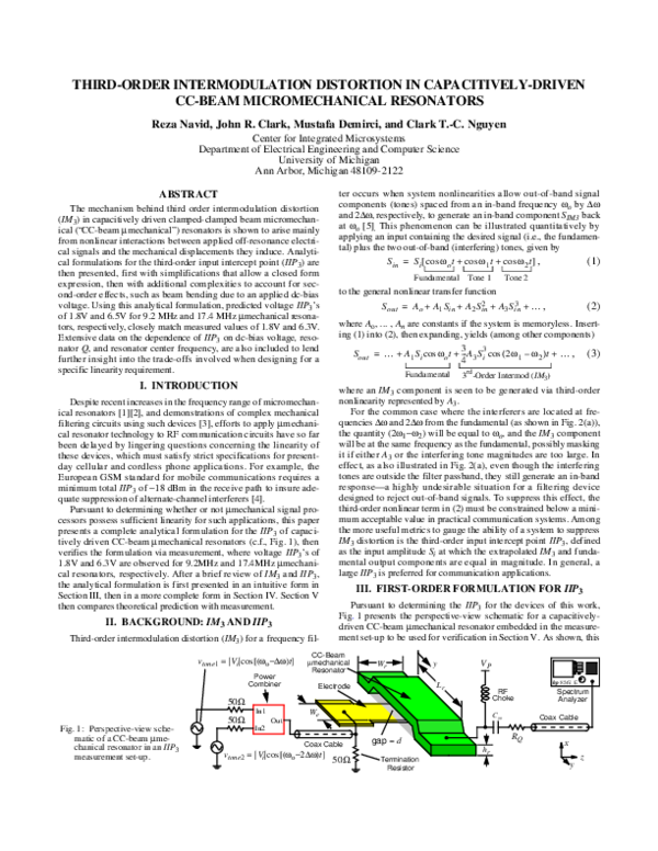 Pdf Third Order Intermodulation Distortion In Capacitively Driven Cc