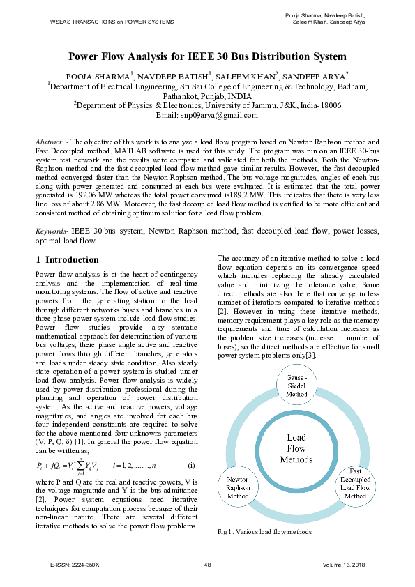 (PDF) Power Flow Analysis for IEEE 30 Bus Distribution System