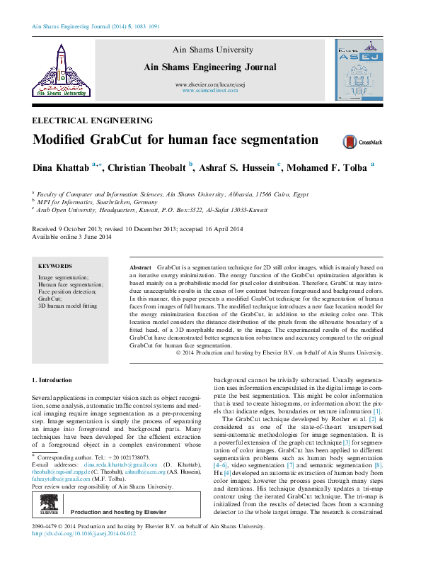 Pdf Modified Grabcut For Human Face Segmentation