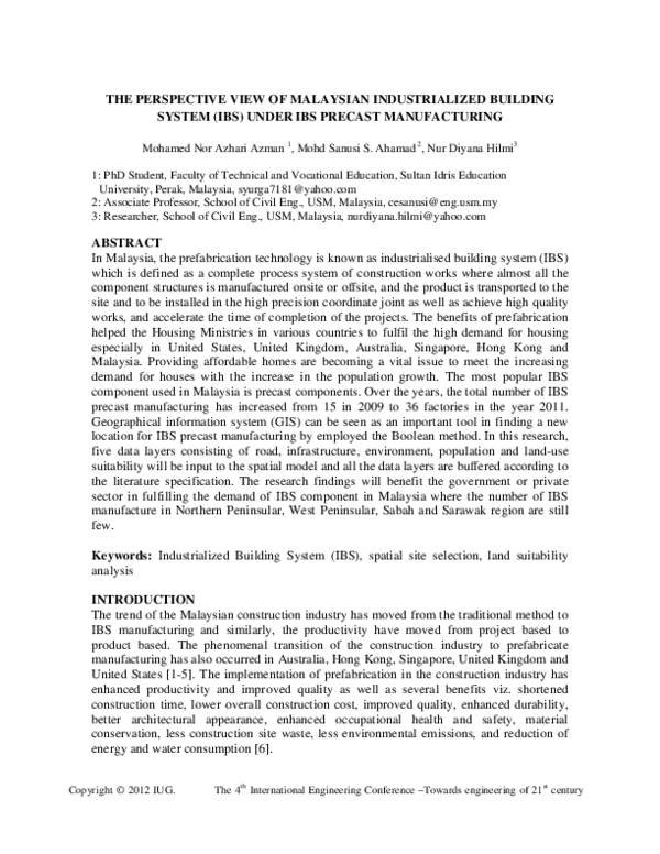 (PDF) The Perspective View of Malaysian Industrialized Building System ...