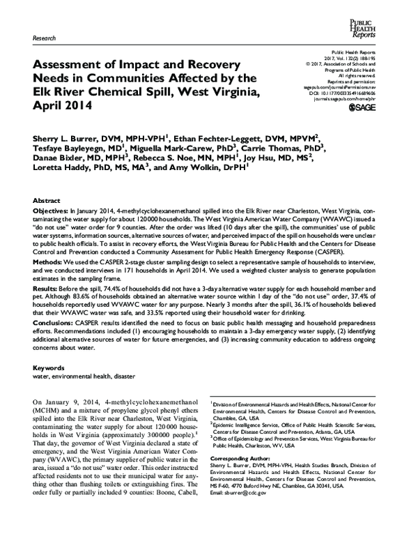 (PDF) Assessment of Impact and Recovery Needs in Communities Affected ...