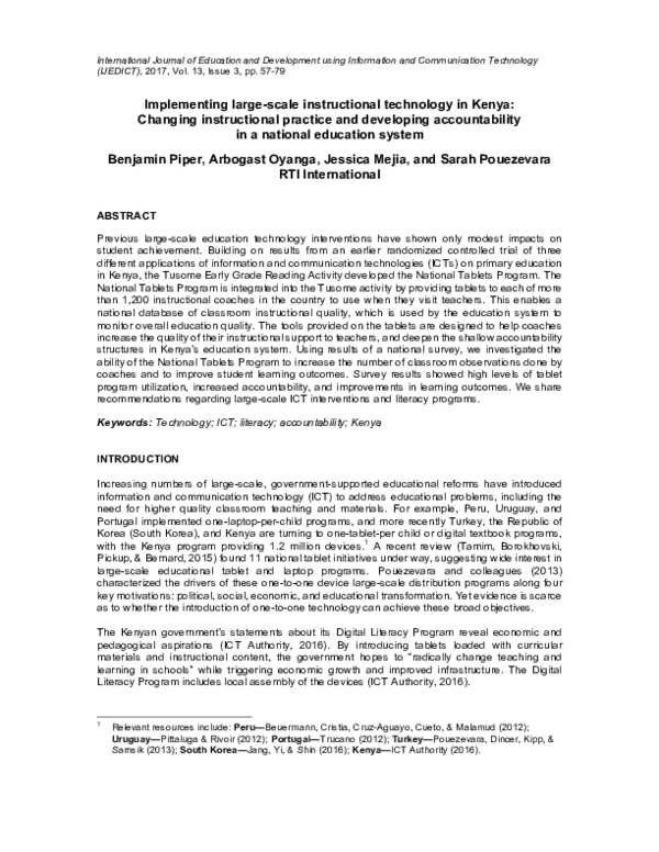 (PDF) Implementing Large-Scale Instructional Technology in Kenya ...