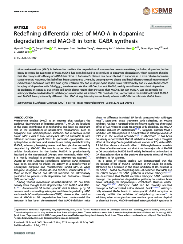 (PDF) Redefining differential roles of MAO-A in dopamine degradation ...