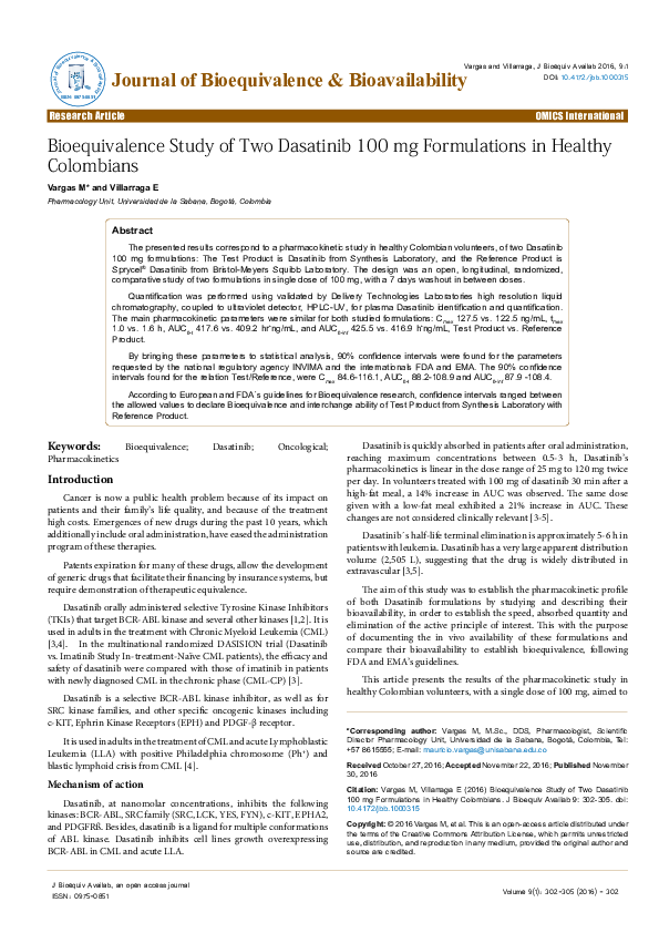 (PDF) Biodisponibility Dasatinib