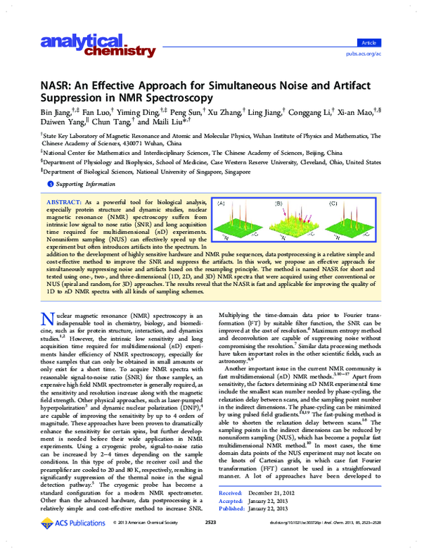 (PDF) NASR: An Effective Approach for Simultaneous Noise and Artifact ...