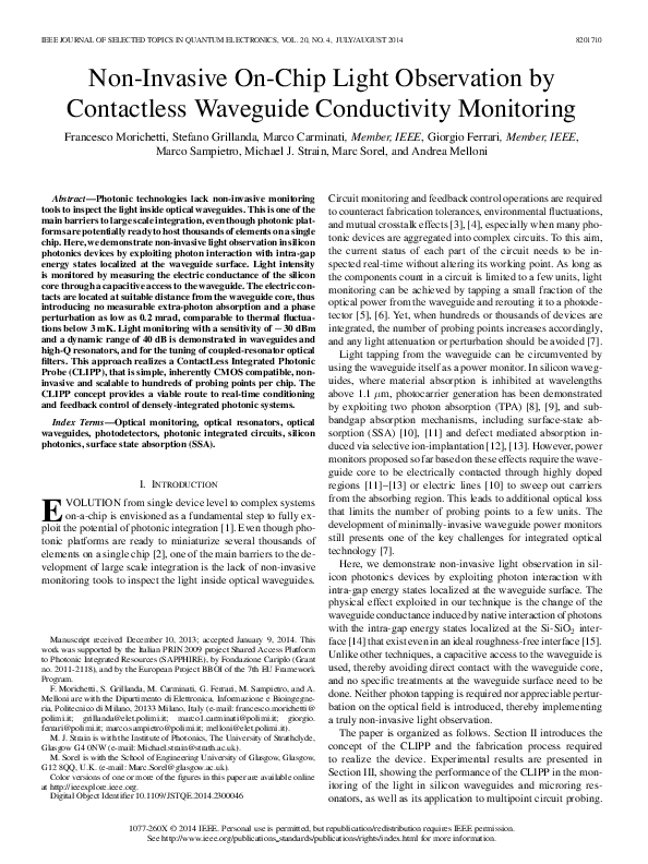 (PDF) Non-Invasive On-Chip Light Observation by Contactless Waveguide ...