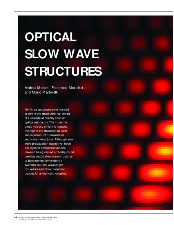 (PDF) Optical slow-wave structures