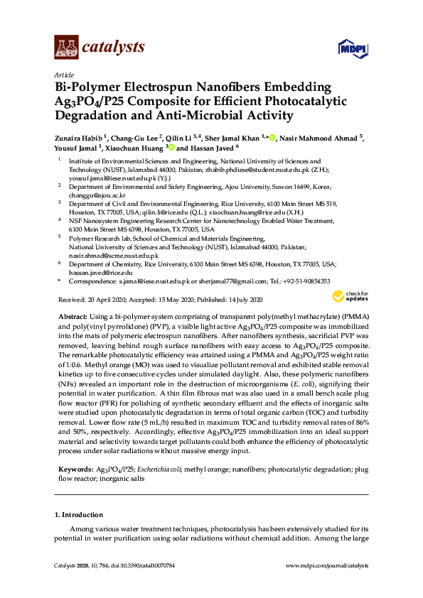 (PDF) Bi-Polymer Electrospun Nanofibers Embedding Ag3PO4/P25 Composite for Efficient ...