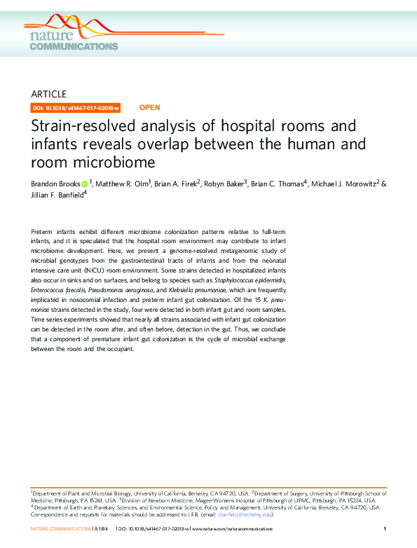 (PDF) Strain-resolved analysis of hospital rooms and infants reveals ...