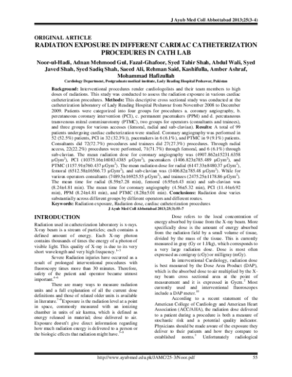 (PDF) Radiation exposure in different cardiac catheterization ...