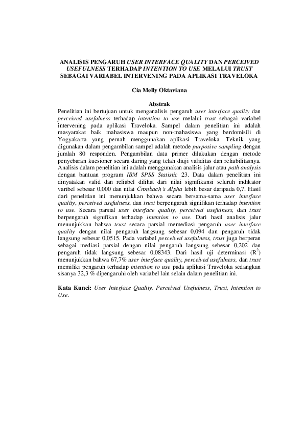 (PDF) Analisis Pengaruh User Interface Quality dan Perceived Usefulness terhadap Intention to ...