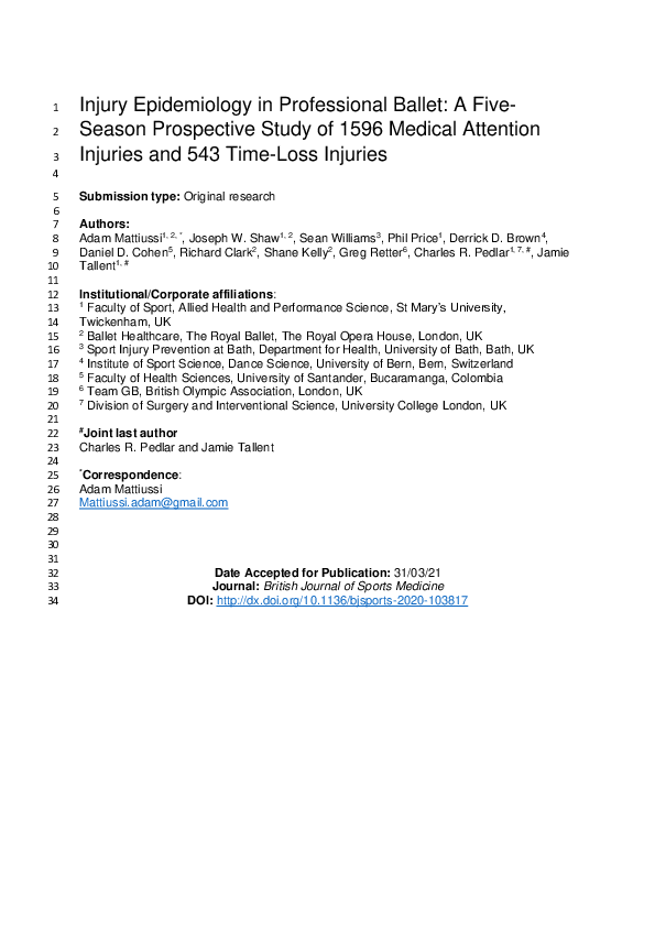 (PDF) Injury epidemiology in professional ballet: a five-season ...