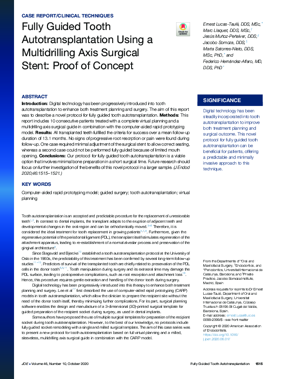 (PDF) Fully Guided Tooth Autotransplantation Using a Multidrilling Axis ...