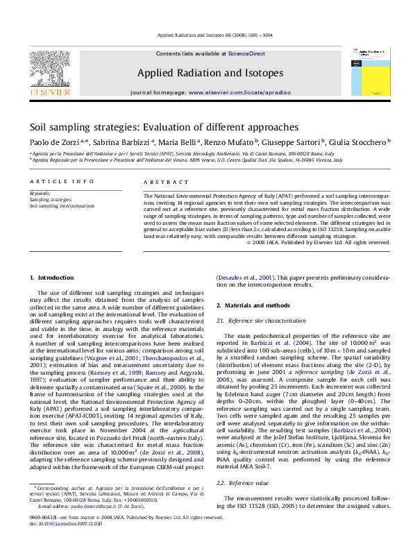 (PDF) Soil sampling strategies: Evaluation of different approaches