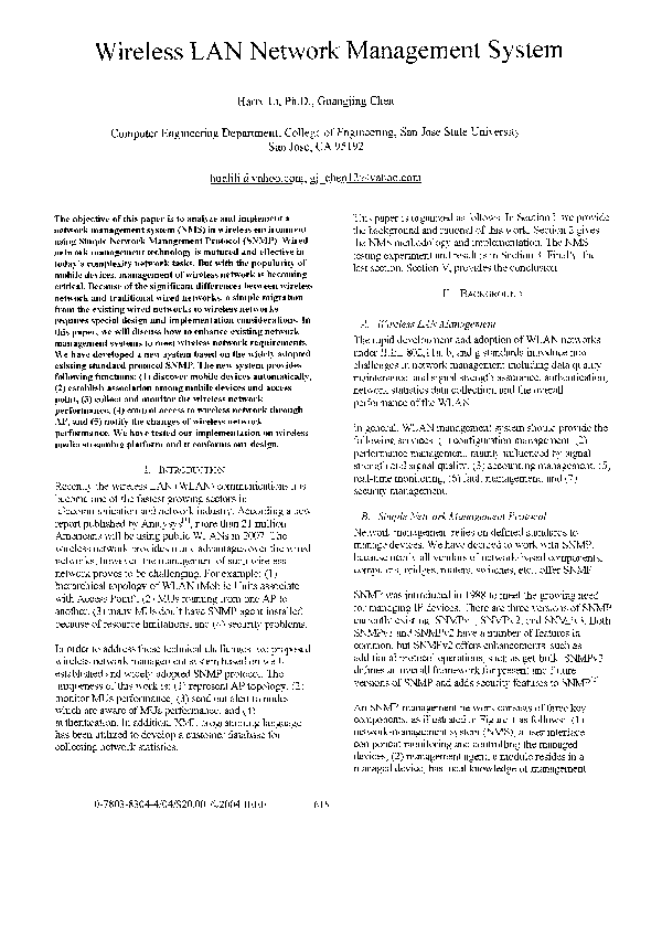 (PDF) Wireless LAN network management system