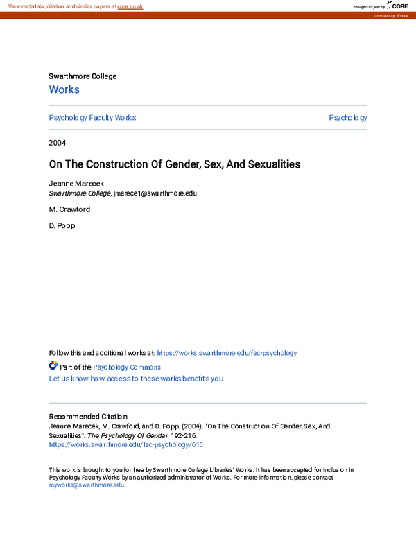 (PDF) On the Construction of Gender, Sex, and Sexualities