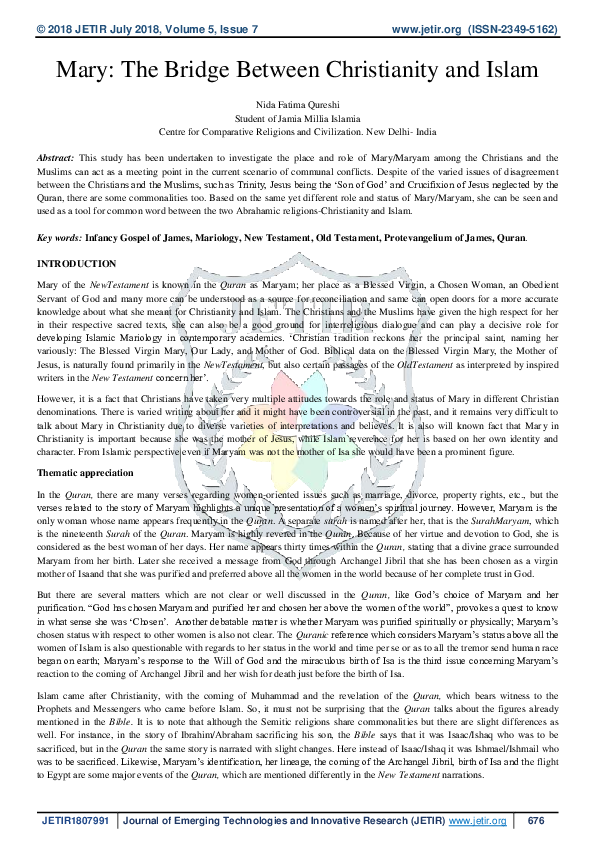 (PDF) Mary: The Bridge Between Christianity and Islam