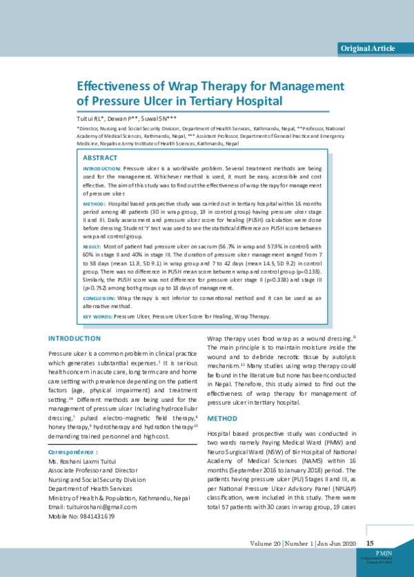 (PDF) Effectiveness of Wrap Therapy for Management of Pressure Ulcer in ...