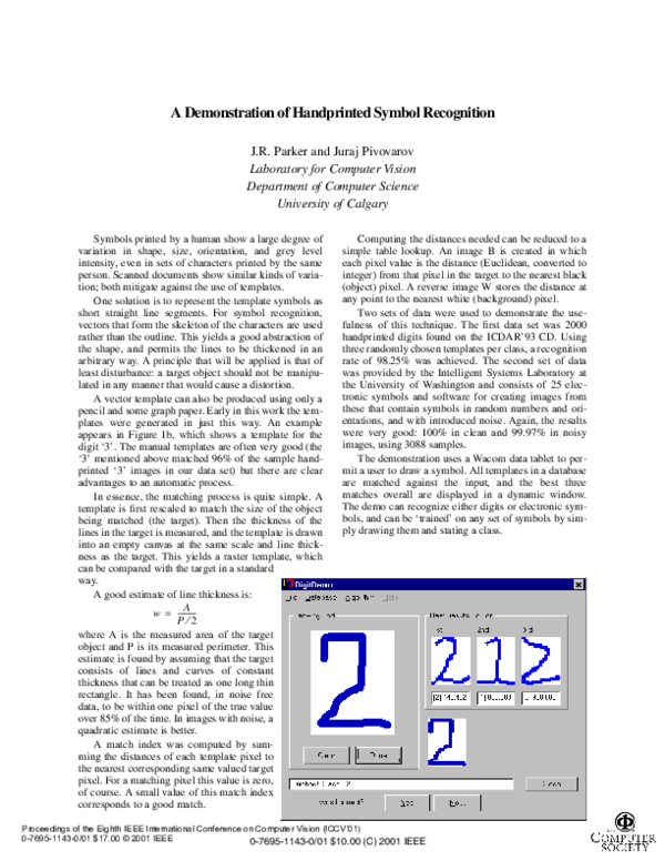 (PDF) A demonstration of handprinted symbol recognition