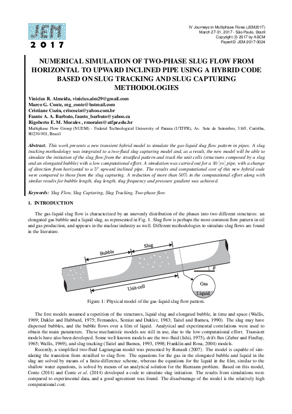 Pdf Numerical Simulation Of Two Phase Slug Flow From Horizontal To Downward Inclined Pipe