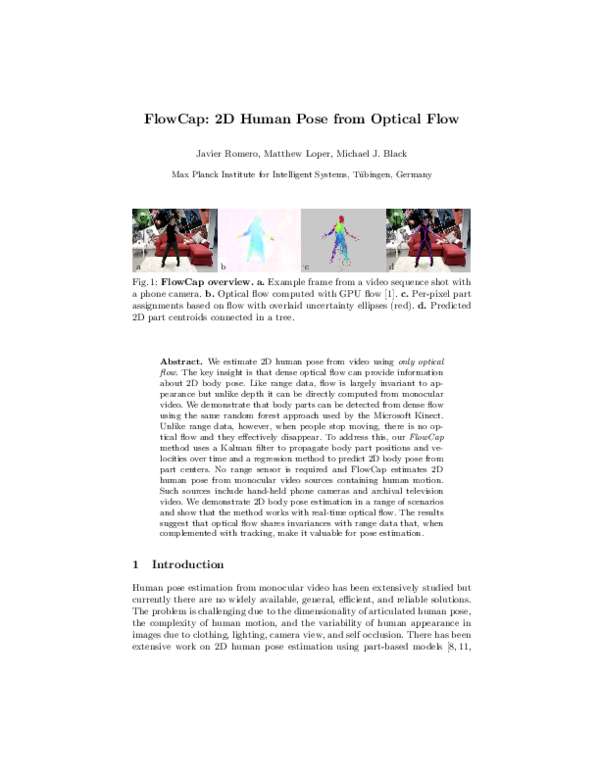 (PDF) FlowCap: 2D Human Pose from Optical Flow
