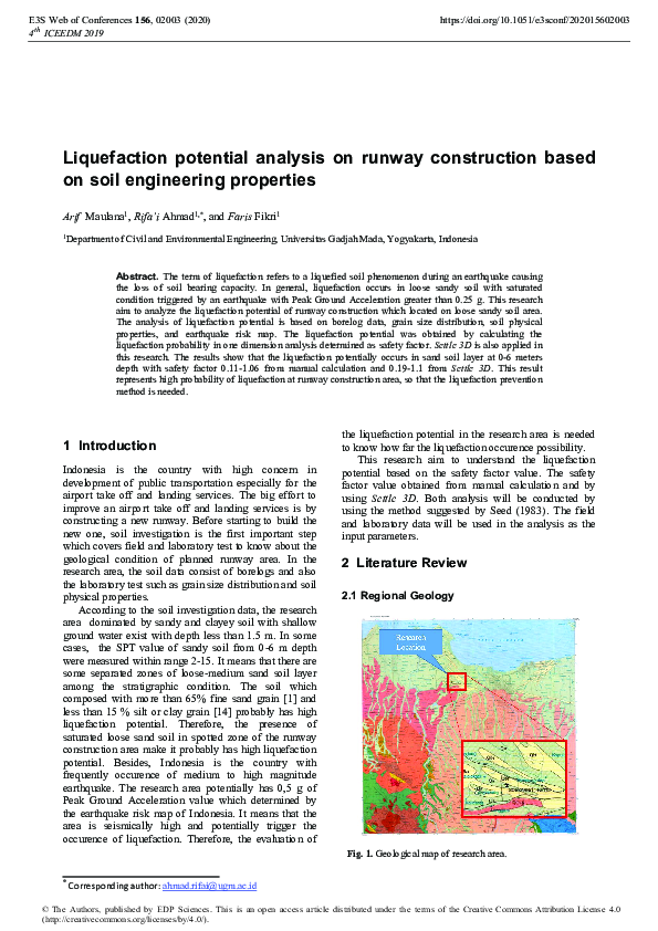 (PDF) Liquefaction potential analysis on runway construction based on ...