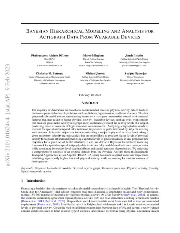 (PDF) Bayesian Analysis of Wearable Actigraphy Data