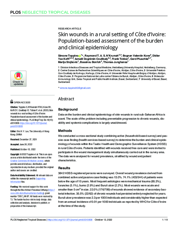 (PDF) Skin wounds in a rural setting of Côte d’Ivoire: Population-based ...